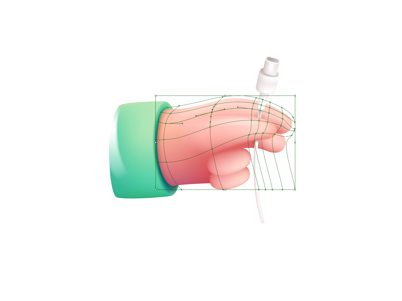 Hand holding charging cable by Roma Korolev (kaer logo) on Dribbble