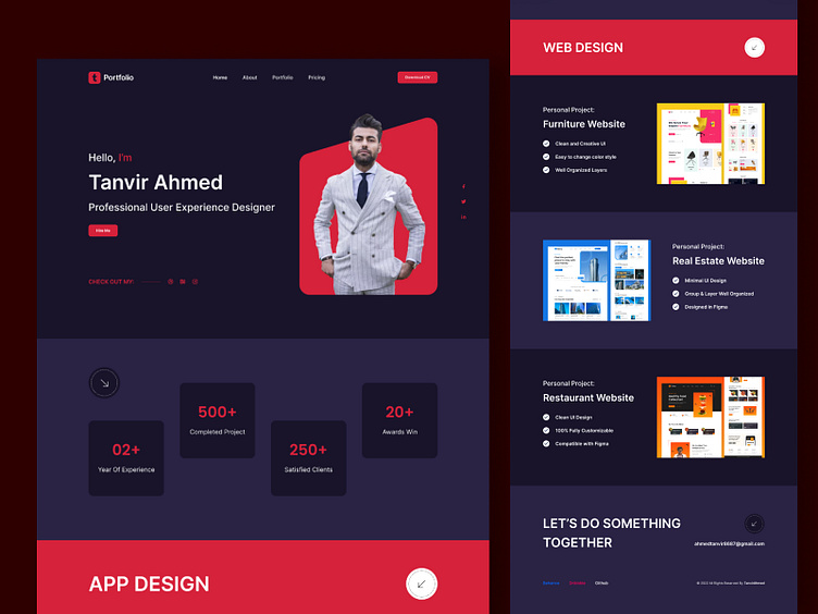 Personal Portfolio Design by Hm Tanvir Ahmed on Dribbble