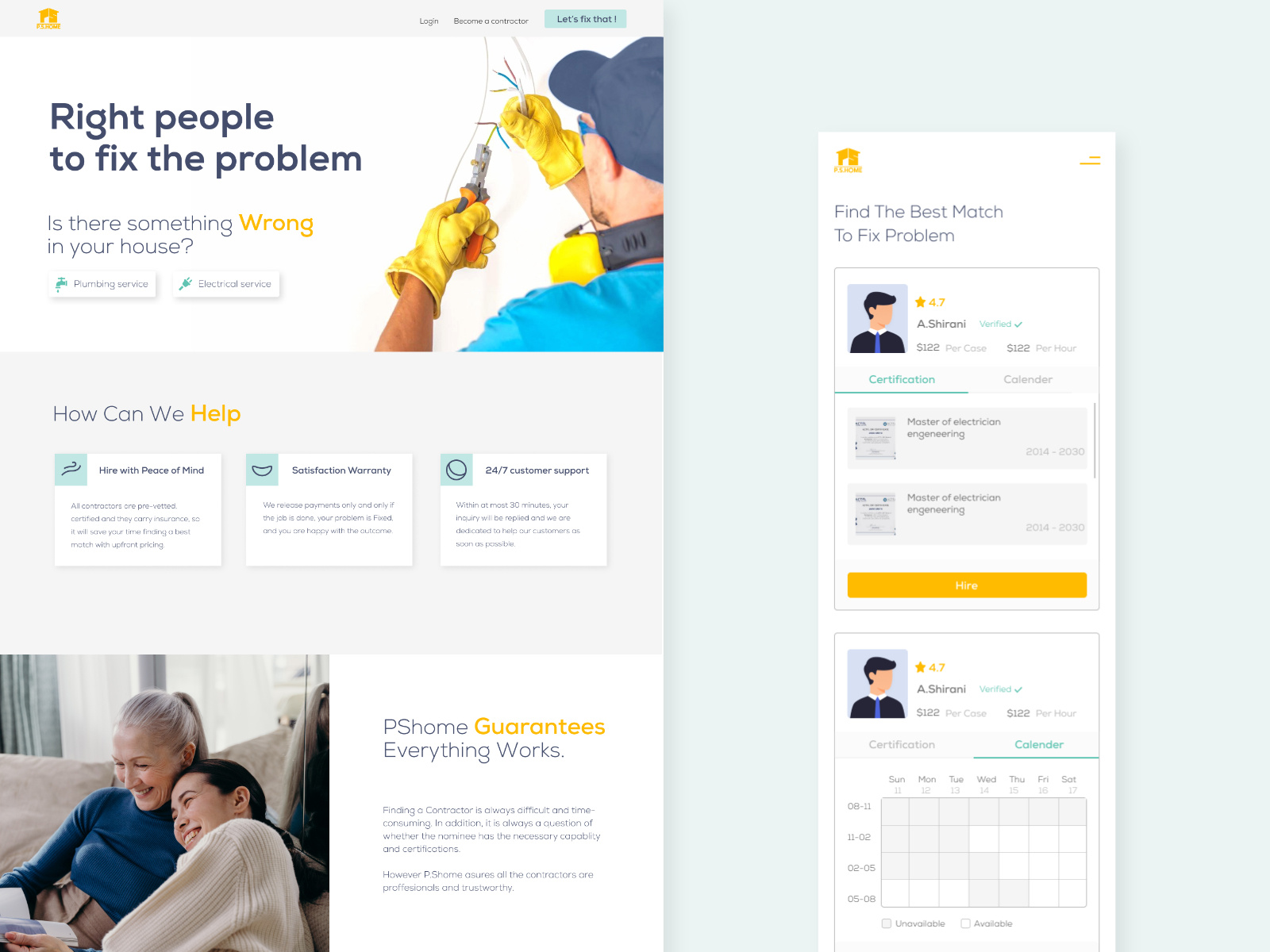 P.S.Home Home Service Web Design by Wish Work on Dribbble