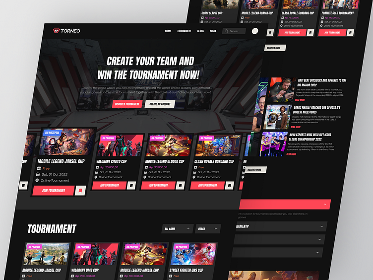Tournament Website Design by Lil Dicky for Odama on Dribbble