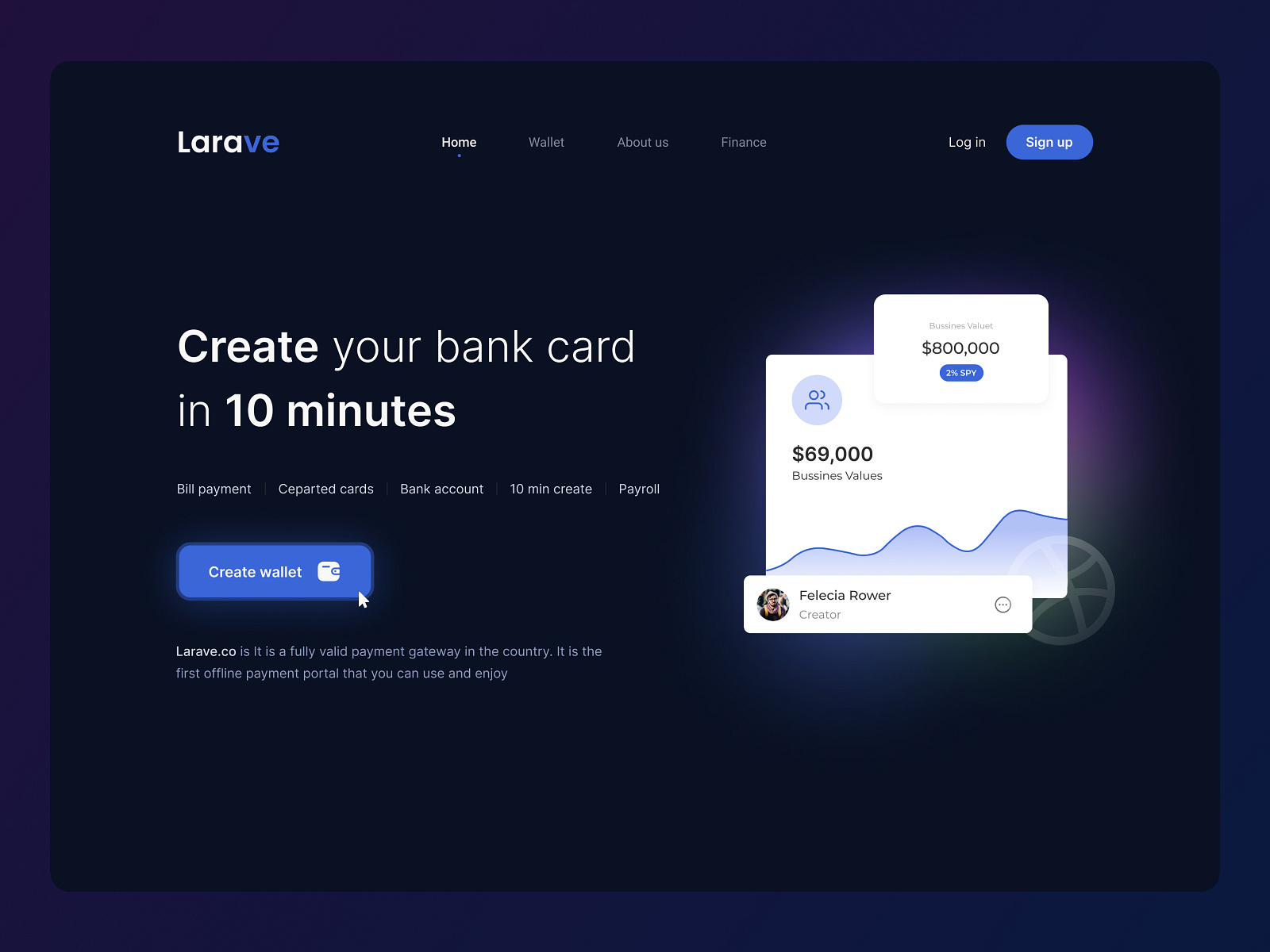 Larave - Payment gateway home page by Moein Lotfi on Dribbble