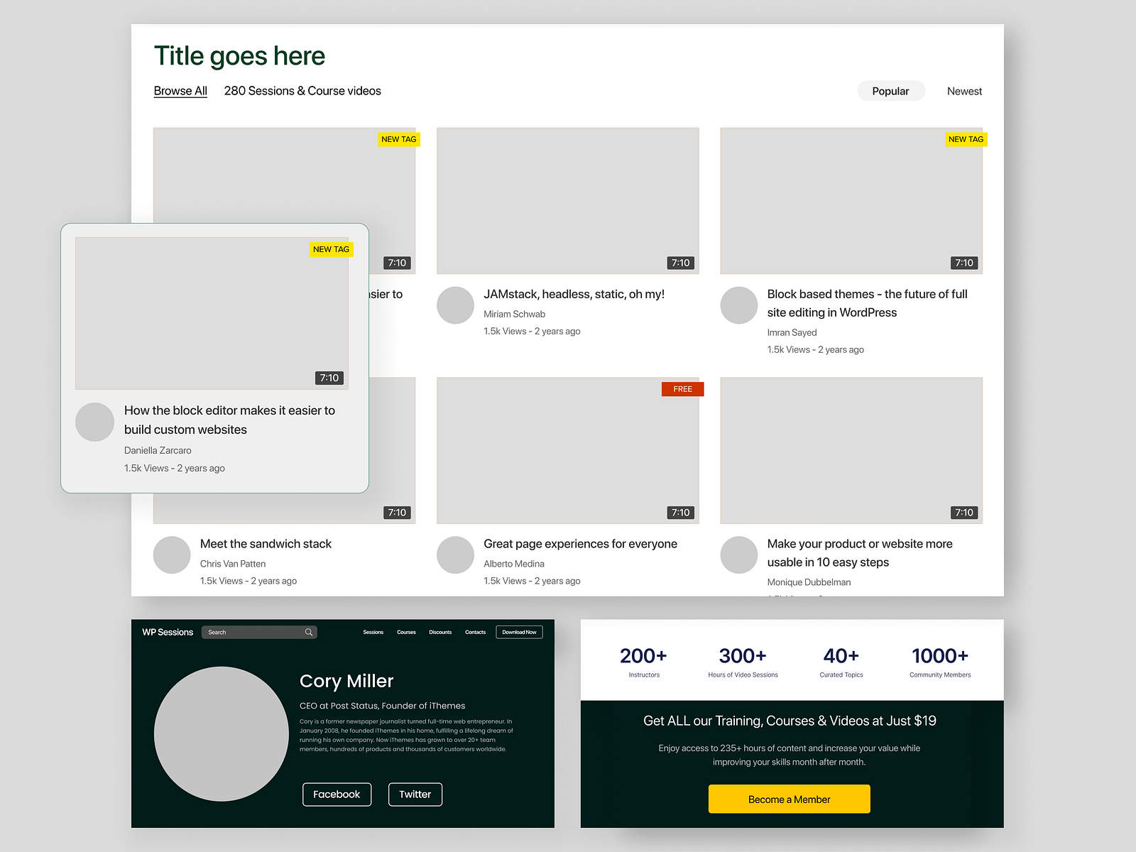 Wireframes for video catalog by R. Bhavesh on Dribbble