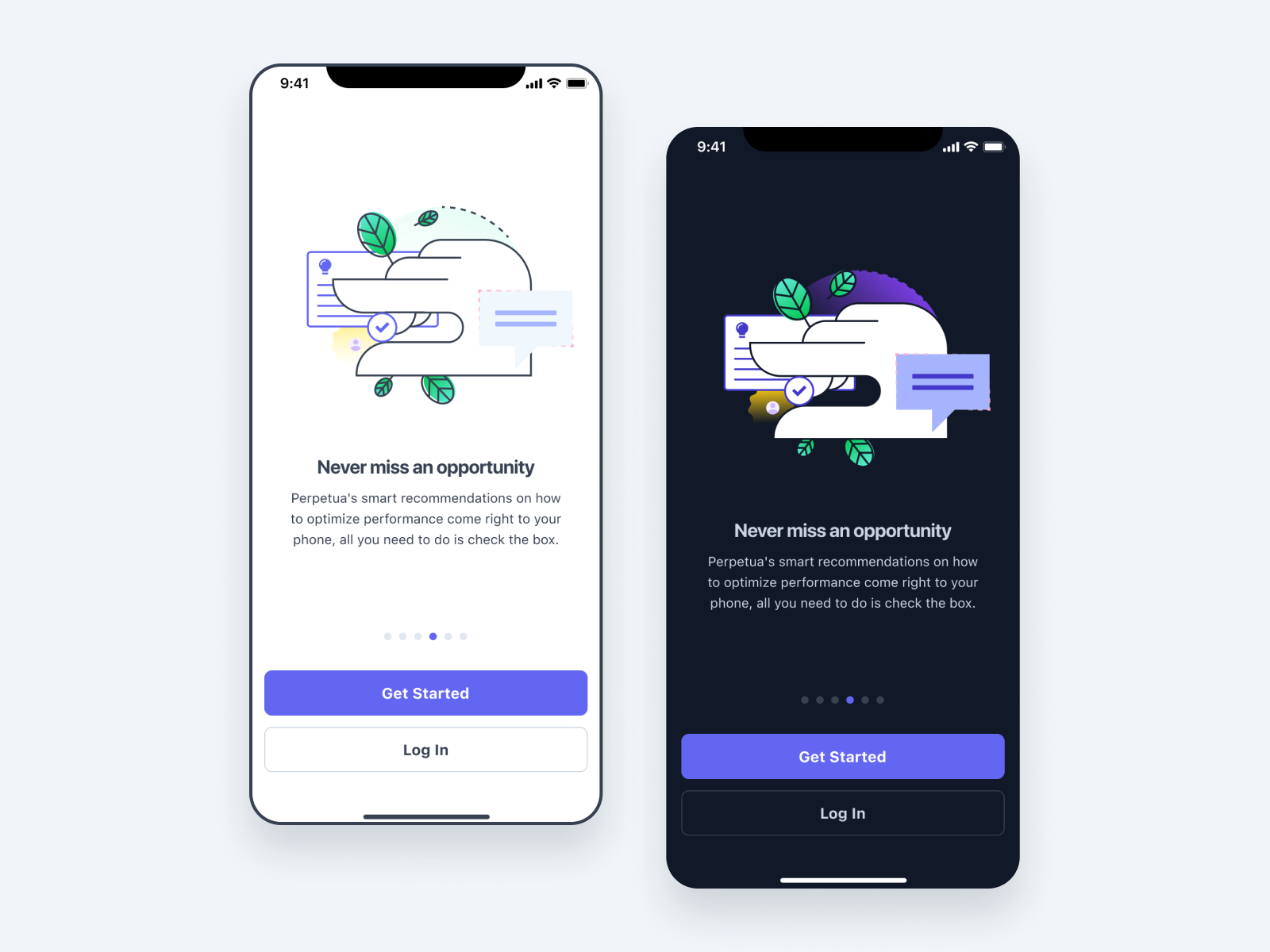 iOS Onboarding Splash Screens by Jake Asiddao for Perpetua Labs on Dribbble
