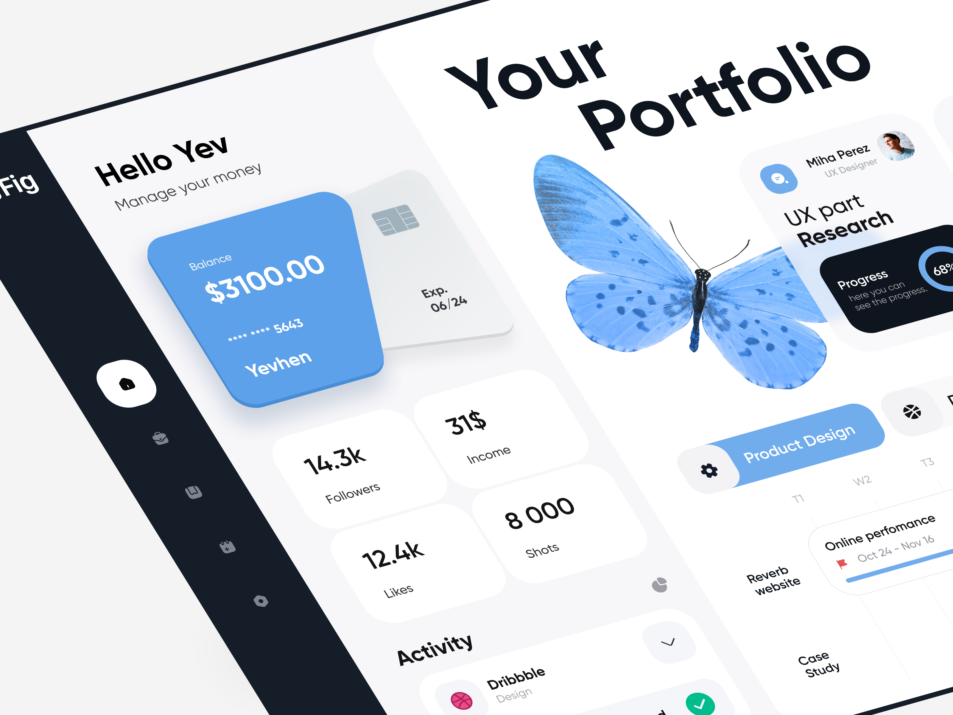 Personal portfolio dashboard by Yevhen Ledenov for Ledo on Dribbble