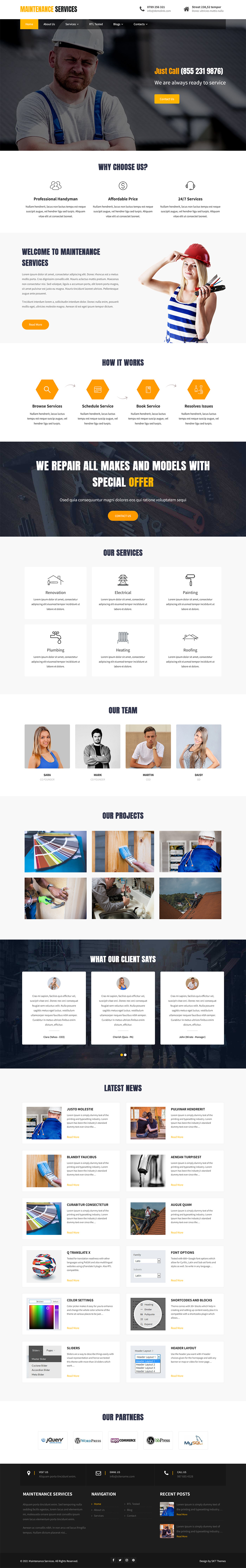 Maintenance Services Pro - Home Maintenance WordPress Theme by SKT Themes on Dribbble