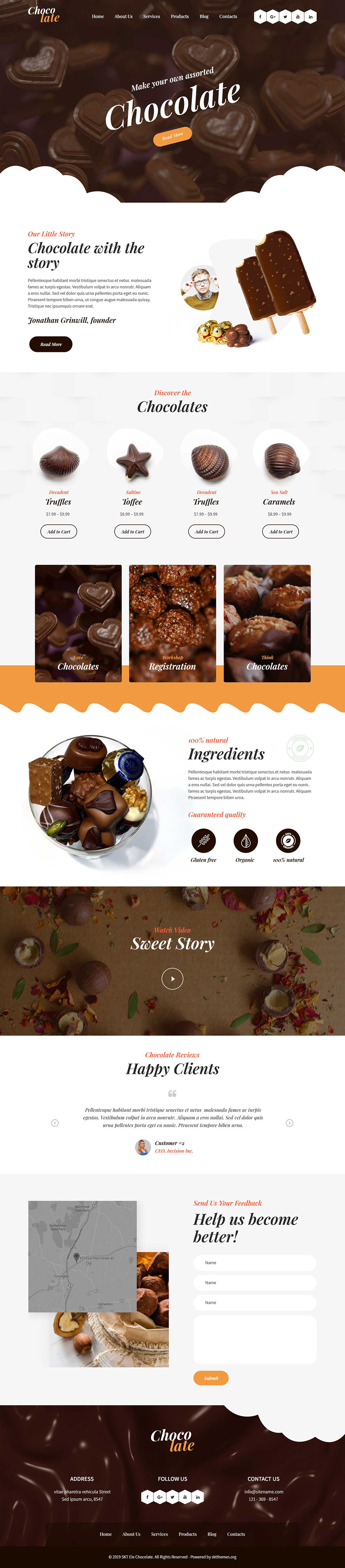 Ele Chocolate - Chocolate WordPress Theme by SKT Themes on Dribbble