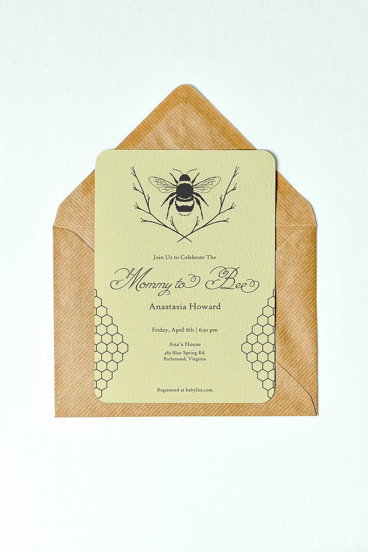 Mommy-to-Bee. Baby Shower Invitation by Amy Lujan on Dribbble