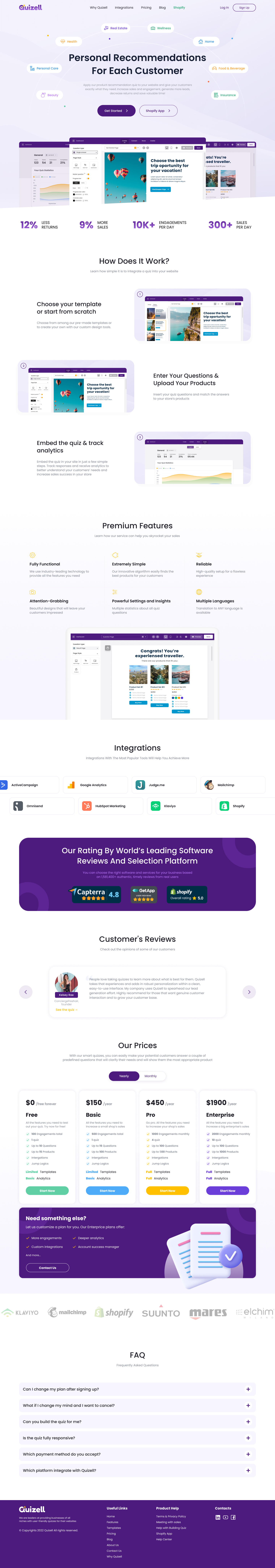 Quizell SaaS platform website design by Obvious Studio on Dribbble