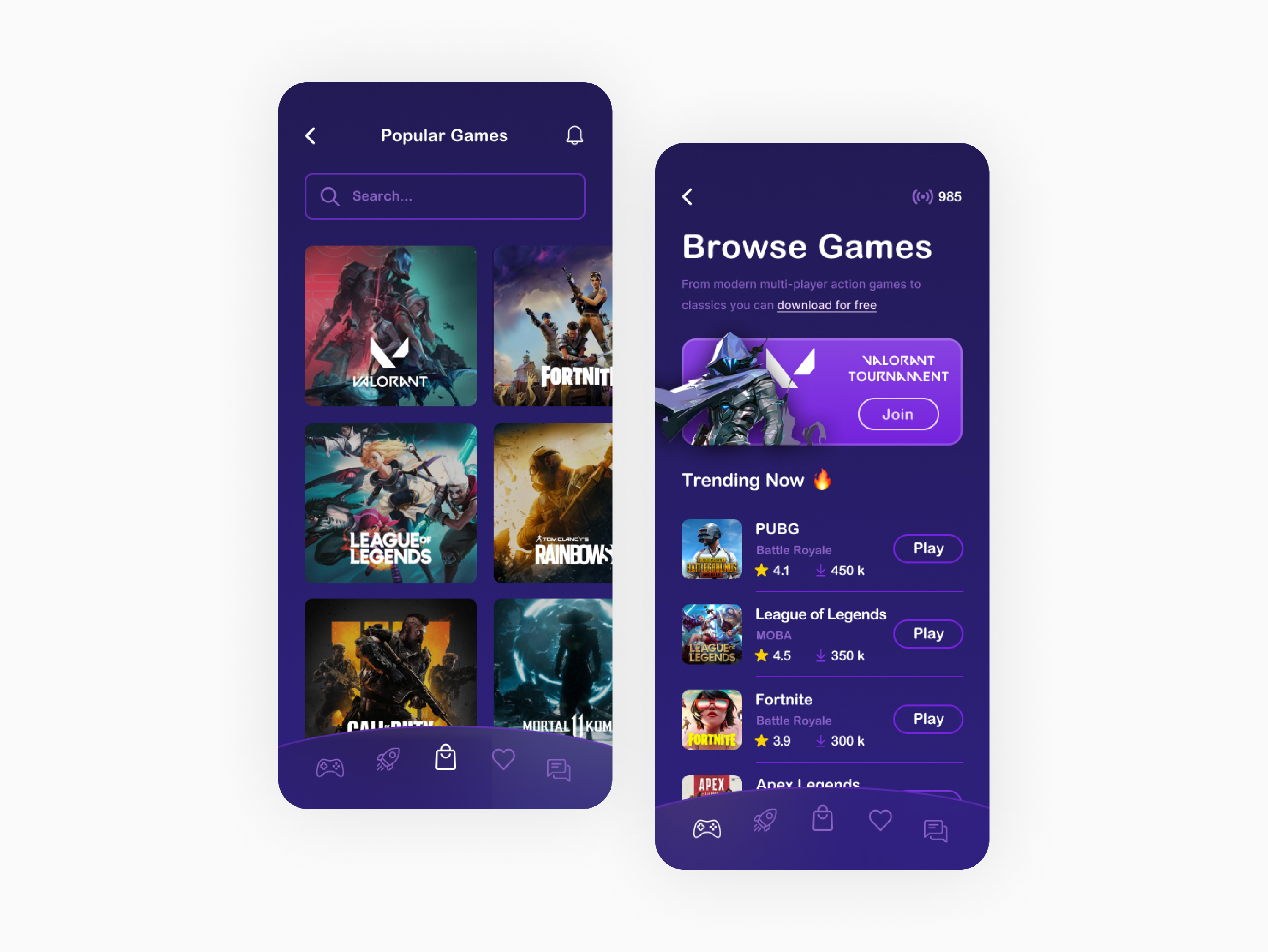 Games App Design by Kristijan Sklabinski on Dribbble