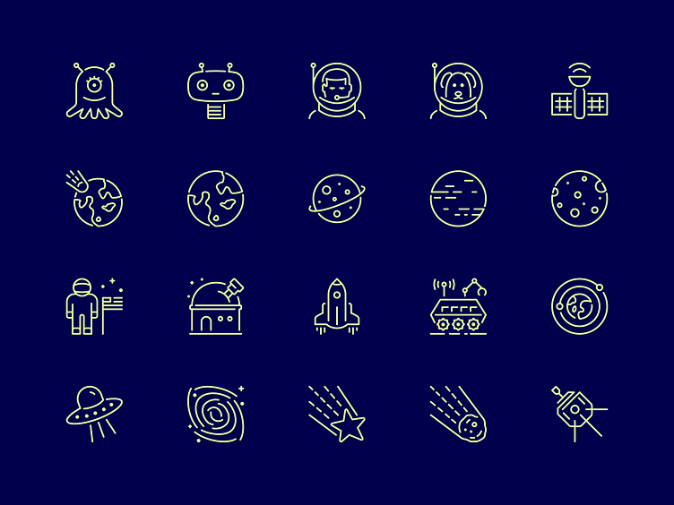 Space icons by Zlatko Najdenovski on Dribbble