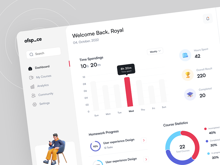 Lms Student Dashboard By Ofspace Design For Ofspace Llc On Dribbble