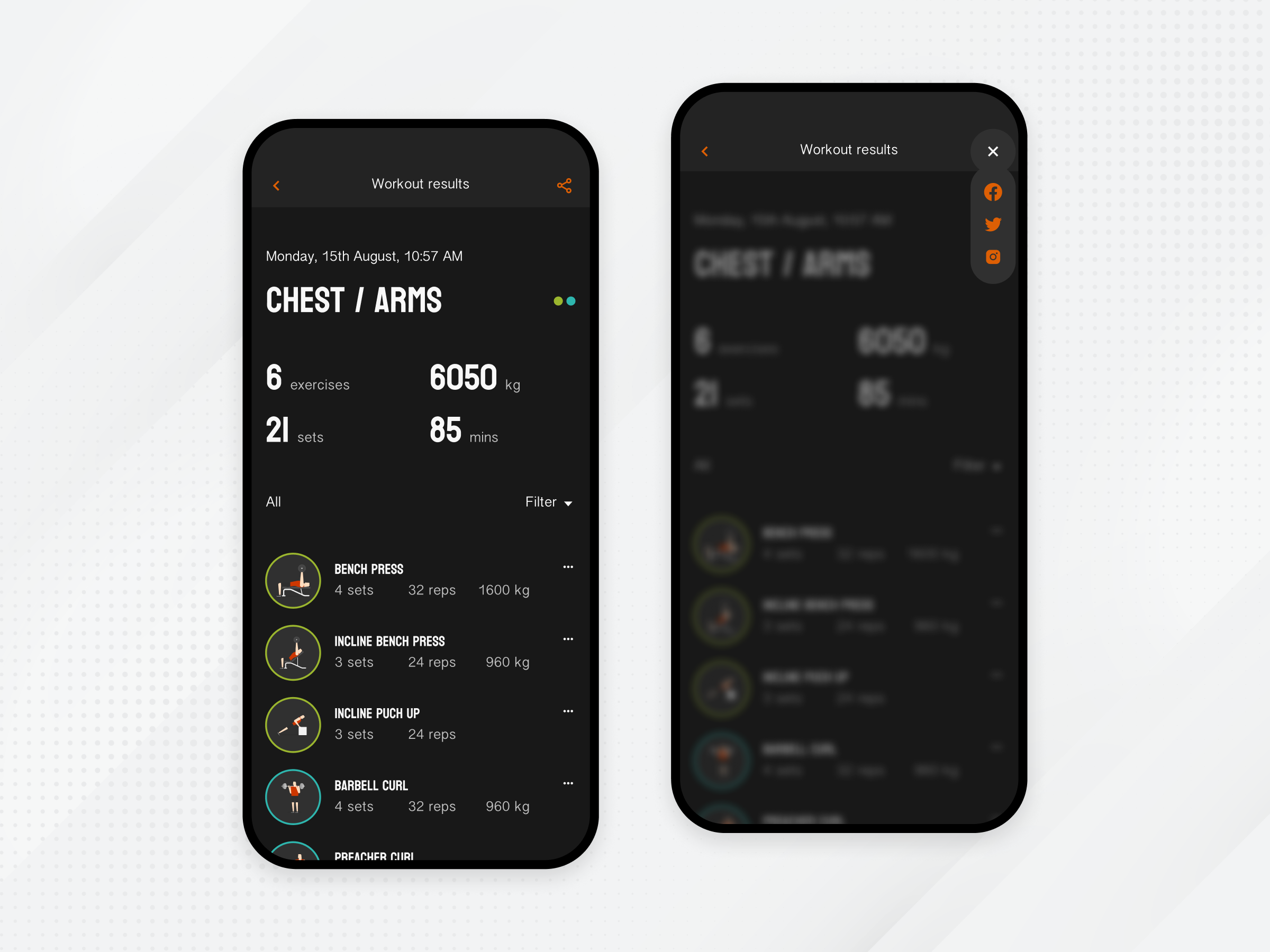Workout App – Share Results Screen by Bekk One on Dribbble