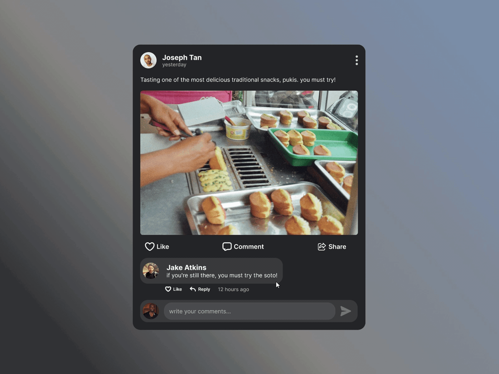 Post with Comment UI Design by Muhammad Raihan Januar on Dribbble