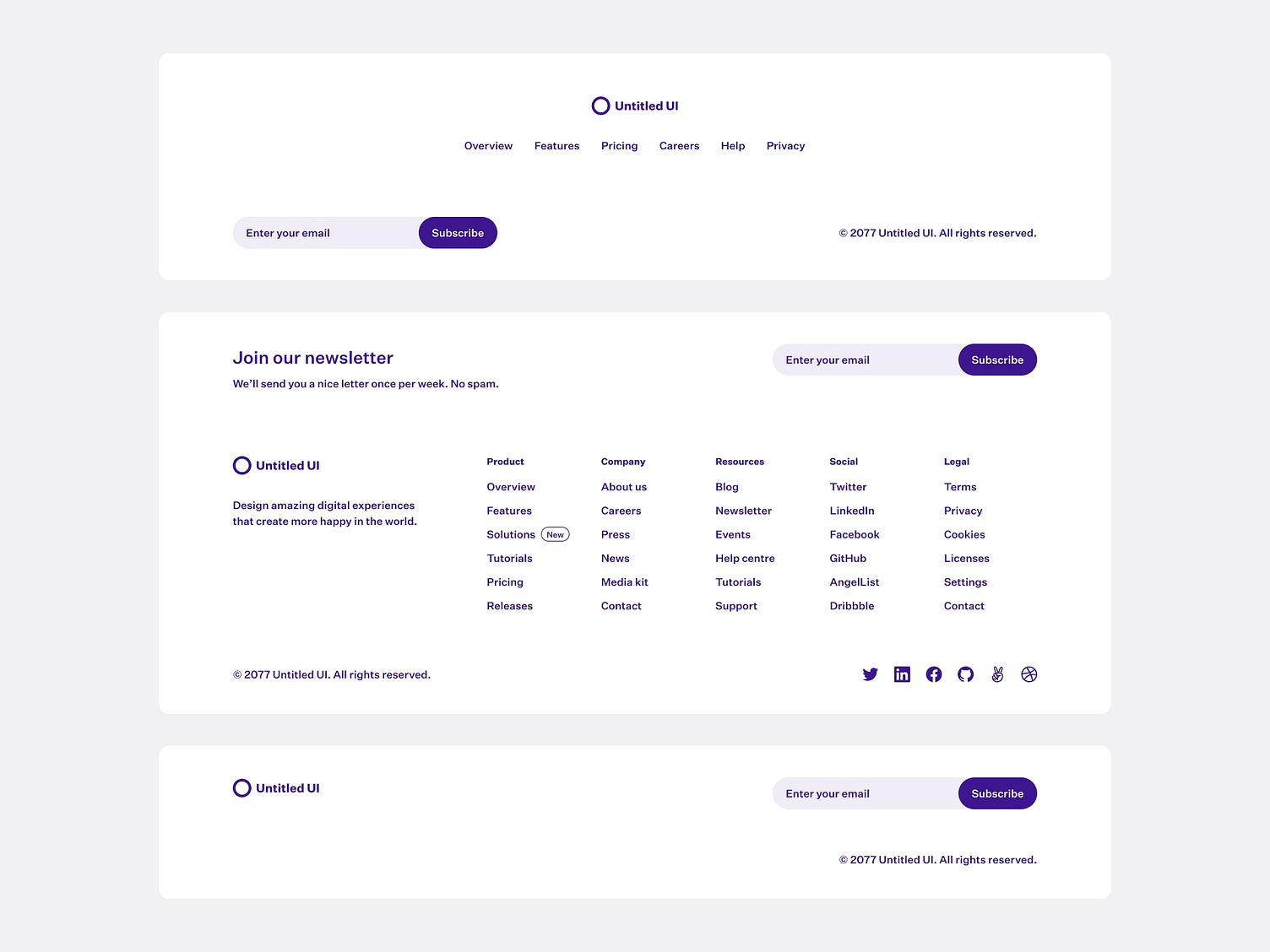 Footers — Untitled UI by Jordan Hughes® on Dribbble