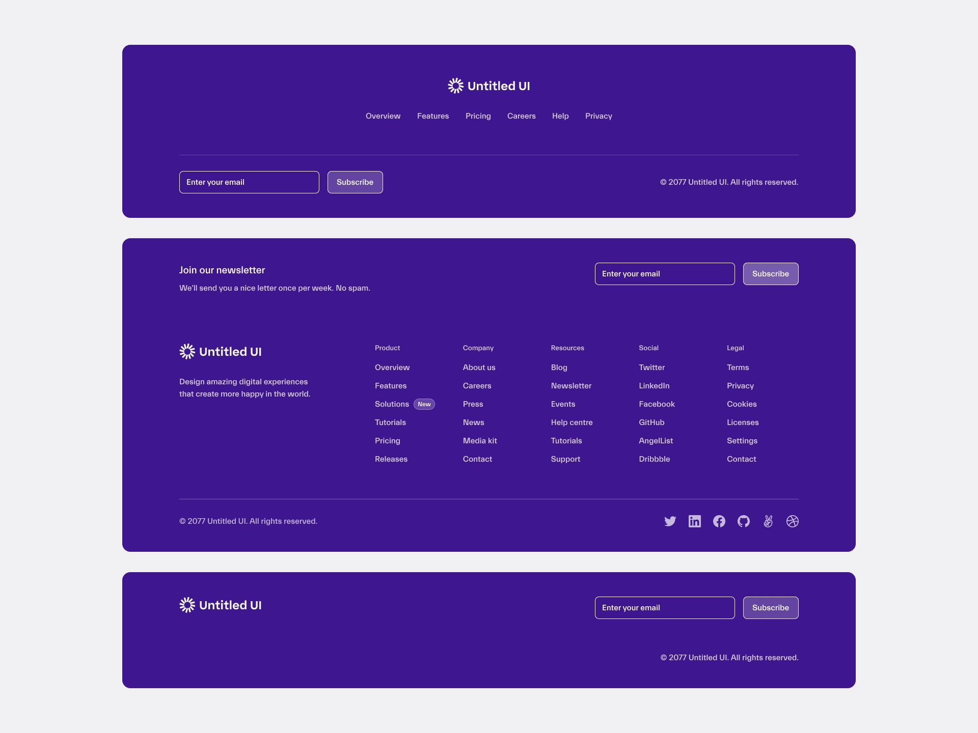 Footers — Untitled UI by Jordan Hughes® on Dribbble
