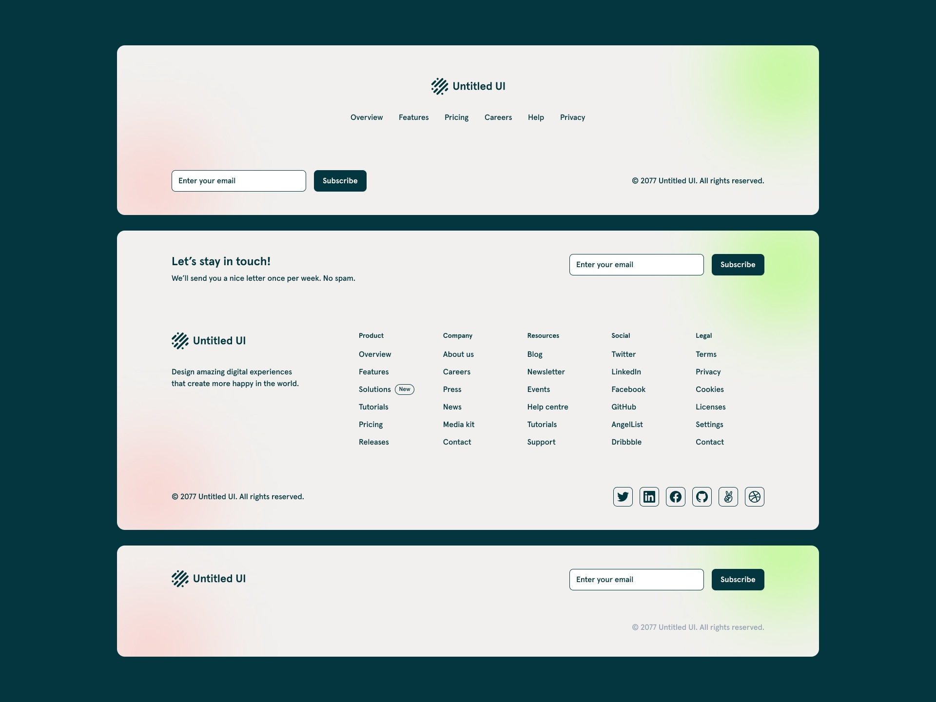 Footers — Untitled UI by Jordan Hughes® on Dribbble