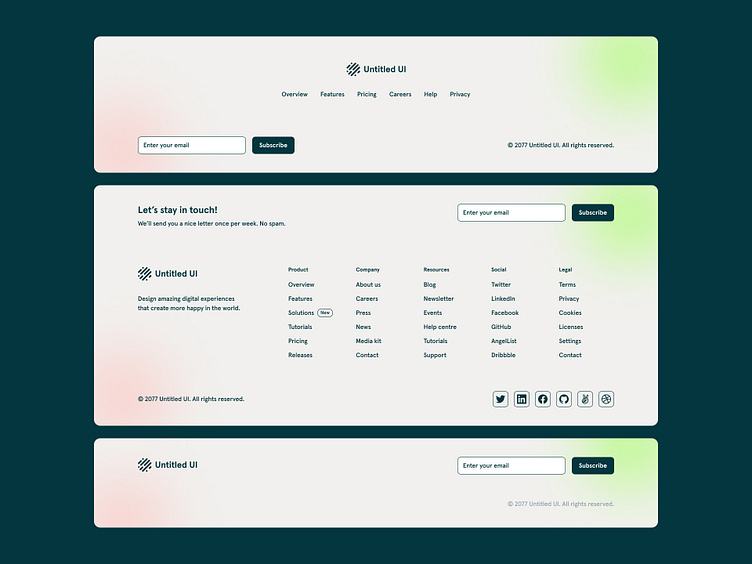 Footers — Untitled UI by Jordan Hughes® on Dribbble