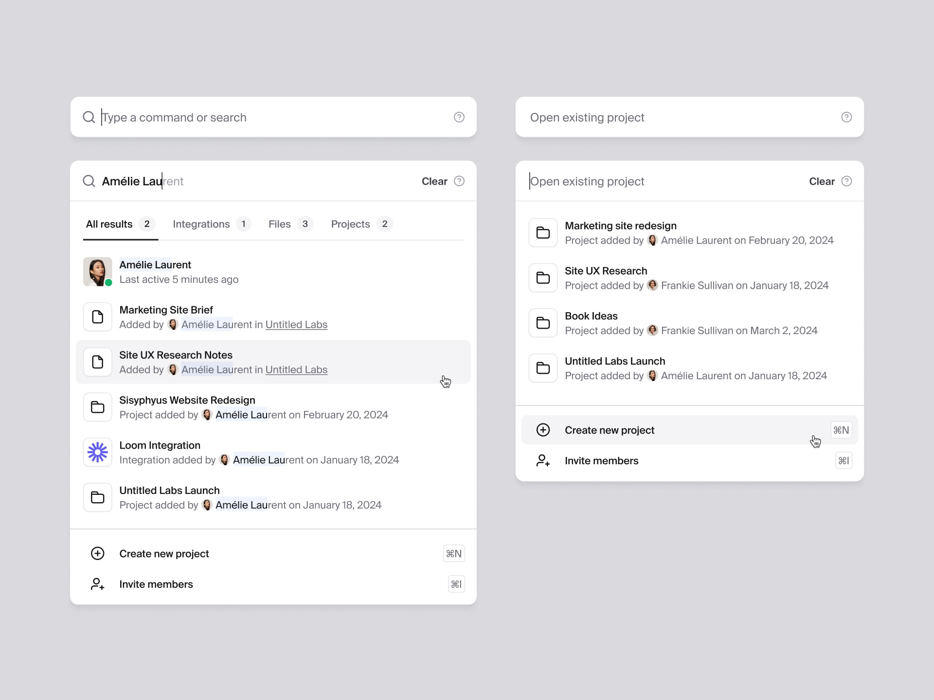 Command+K search menu — Untitled UI by Jordan Hughes® on Dribbble