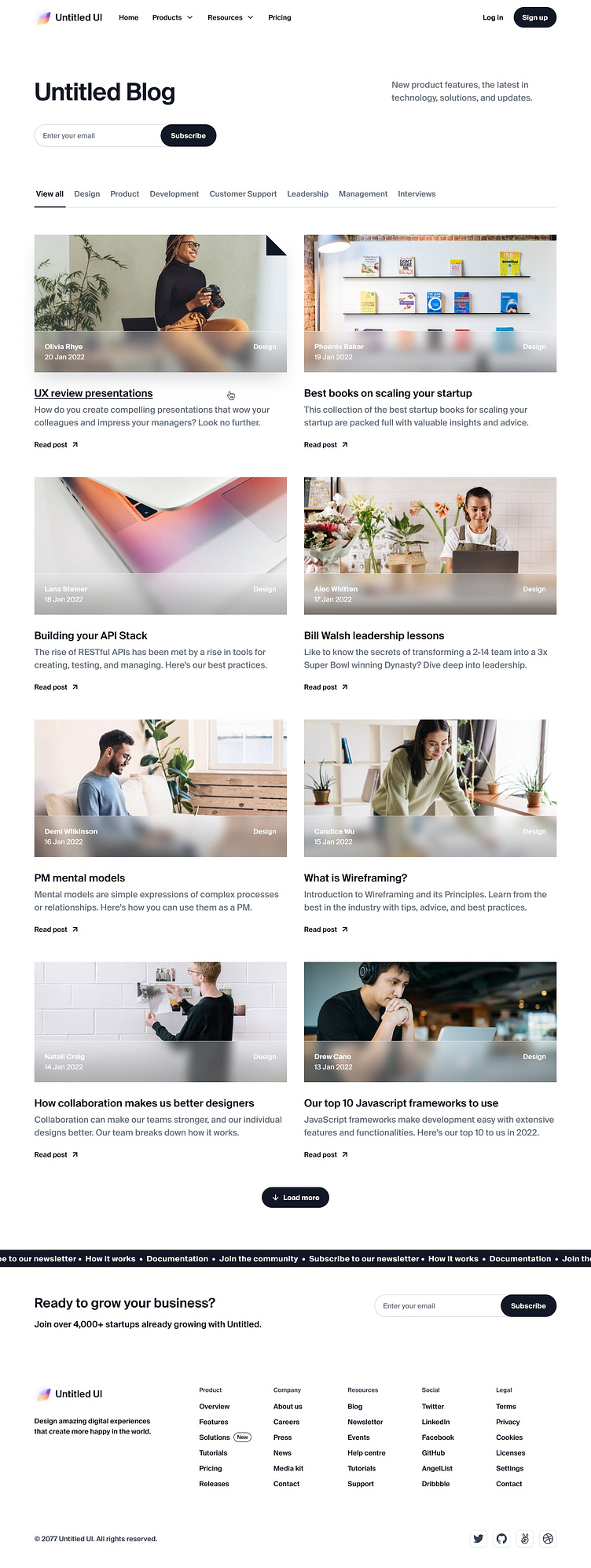 Blog home page — Untitled UI by Jordan Hughes® on Dribbble