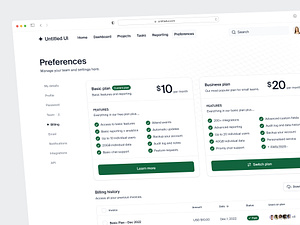 Plans and billing settings — Untitled UI by Jordan Hughes® on Dribbble