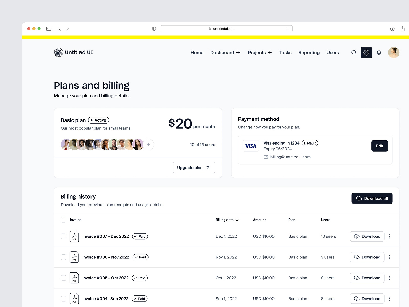 Plans and billing settings — Untitled UI by Jordan Hughes® on Dribbble