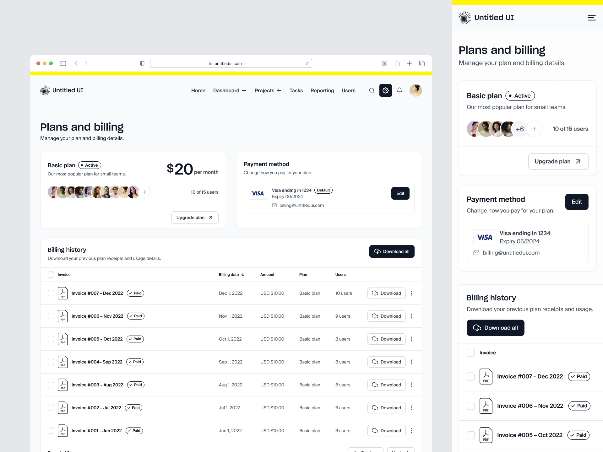 Plans and billing settings — Untitled UI by Jordan Hughes® on Dribbble