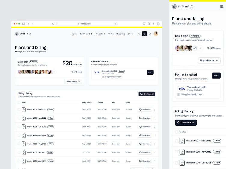 Plans and billing settings — Untitled UI by Jordan Hughes® on Dribbble