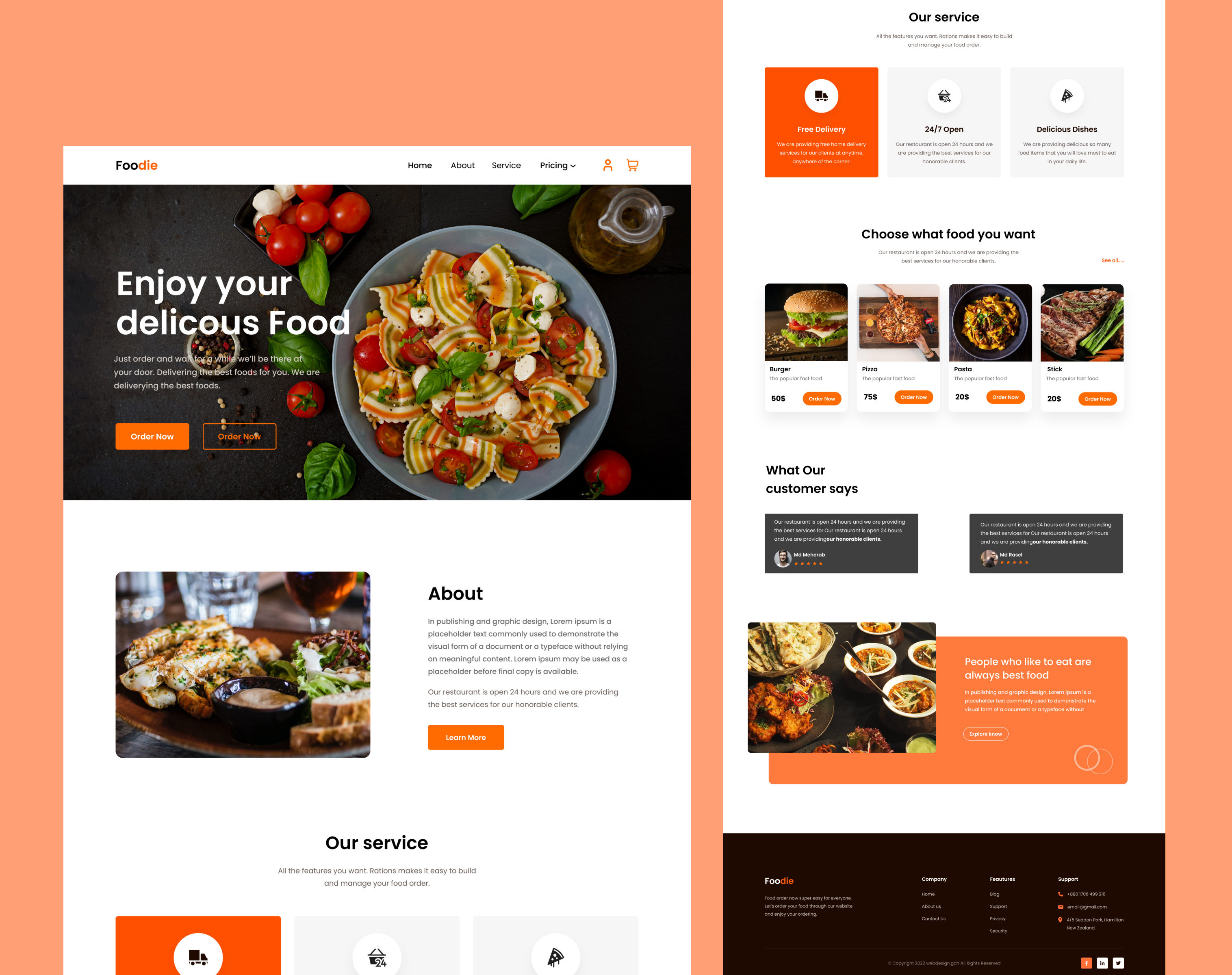Restaurant landing page by Meherab Hossain on Dribbble