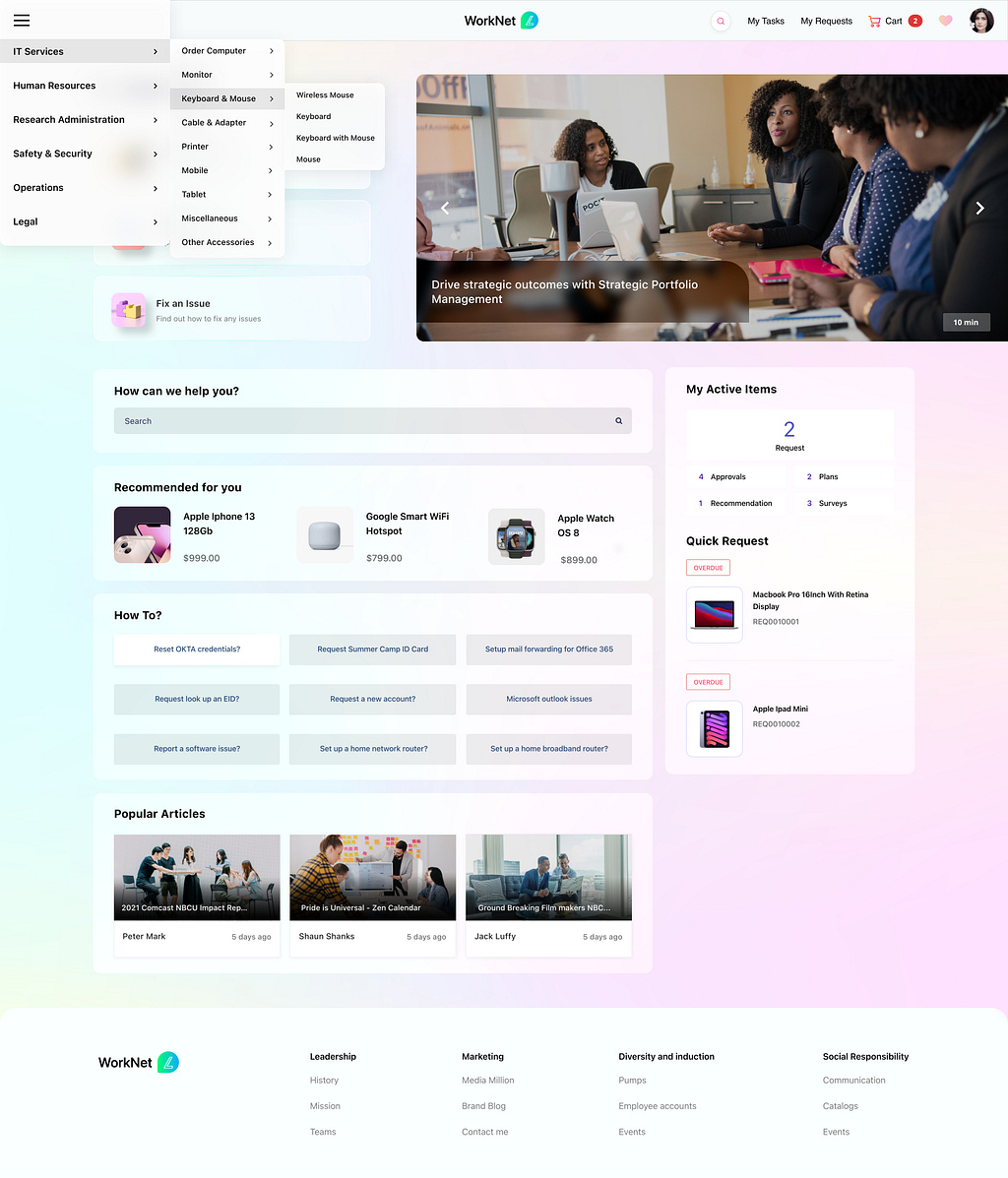 ServiceNow Employee Center Portal by AVASOFT on Dribbble