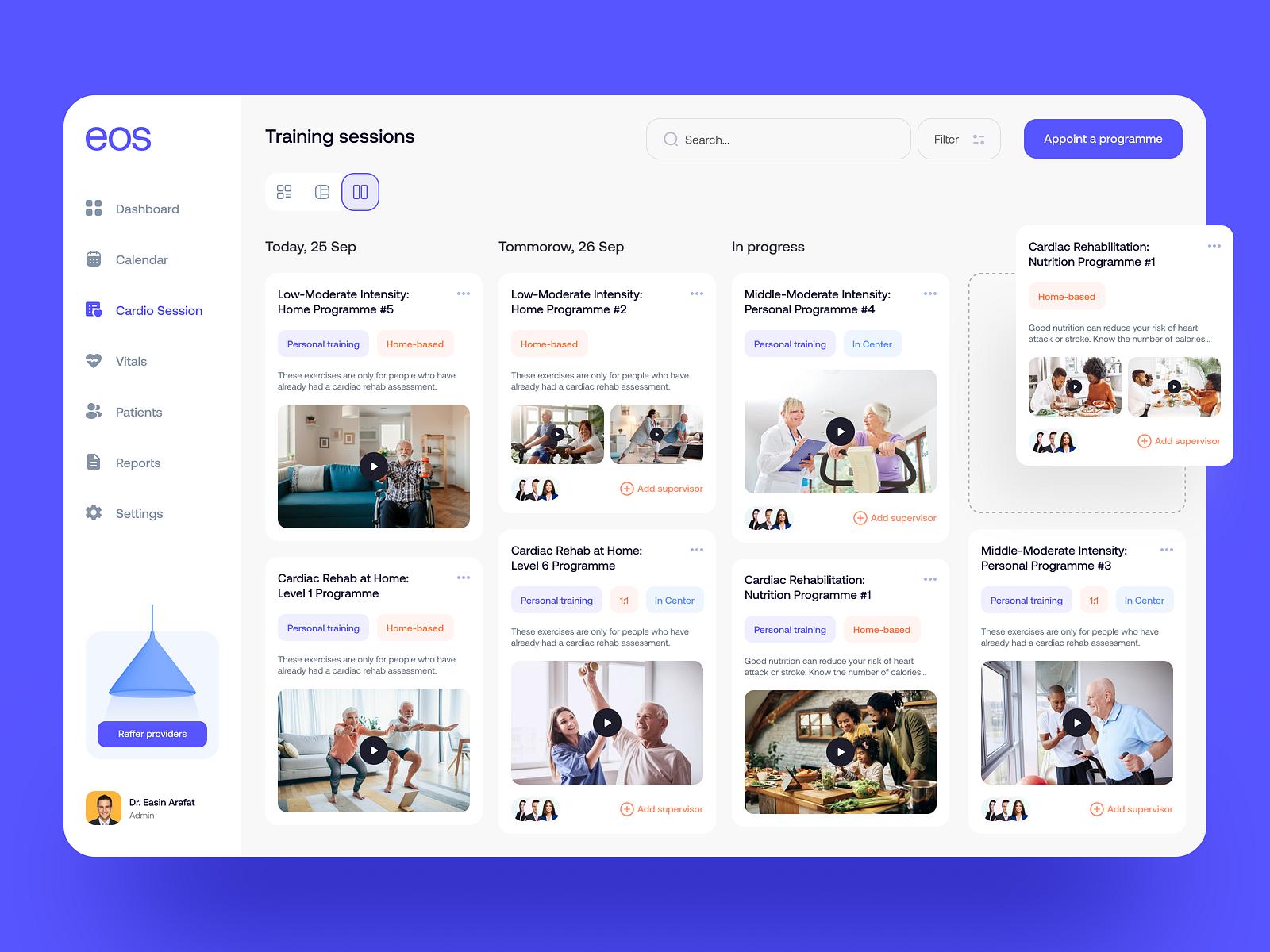 eos – Cardiac Rehab Dashboard by Fiona Bui on Dribbble