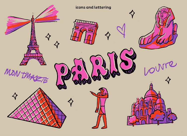 Paris Icons and Lettering by Lisa McCormick on Dribbble