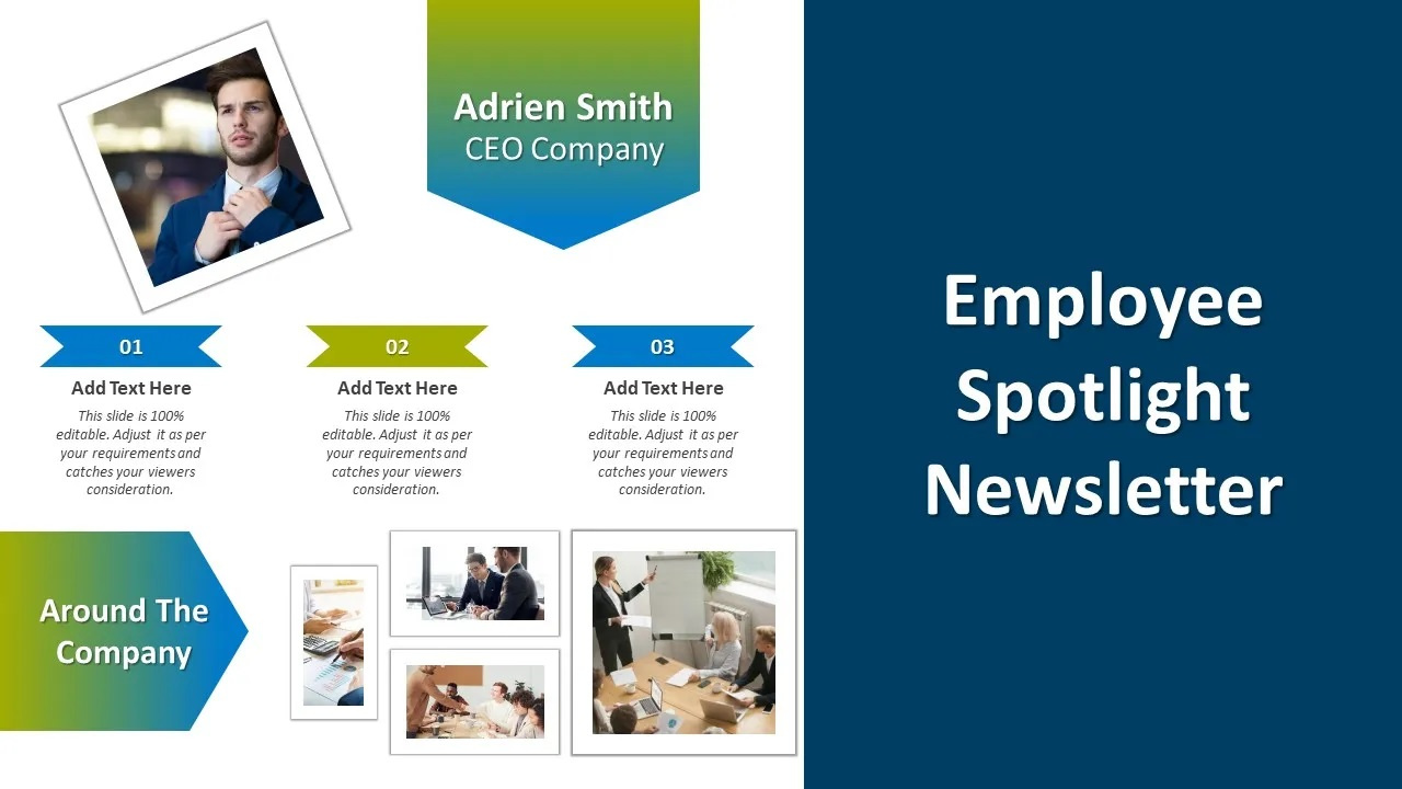 One Page Employee Spotlight Newsletter PowerPoint Template by Kridha ...