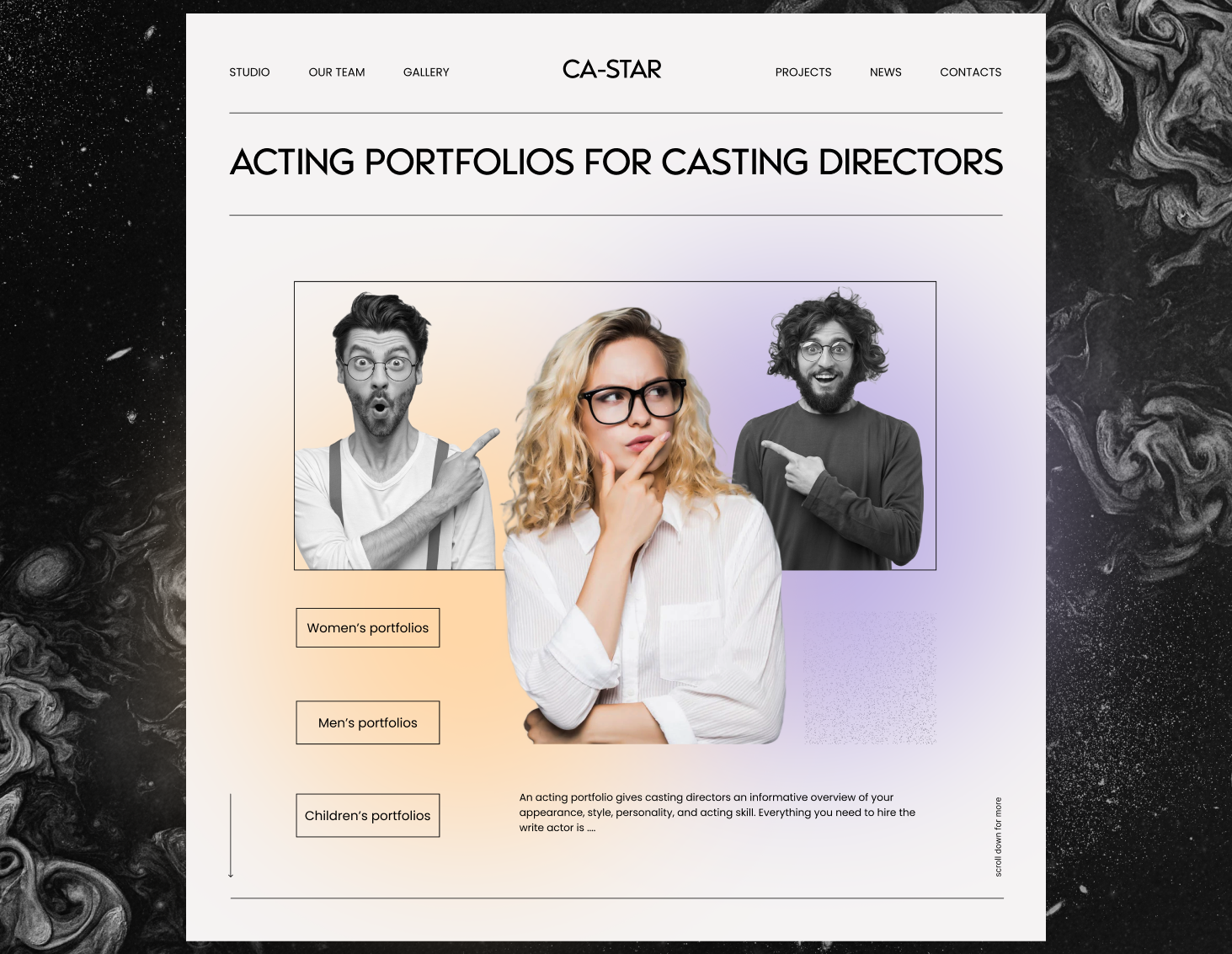 Concept of a website where casting managers meet actors by Inhens on ...