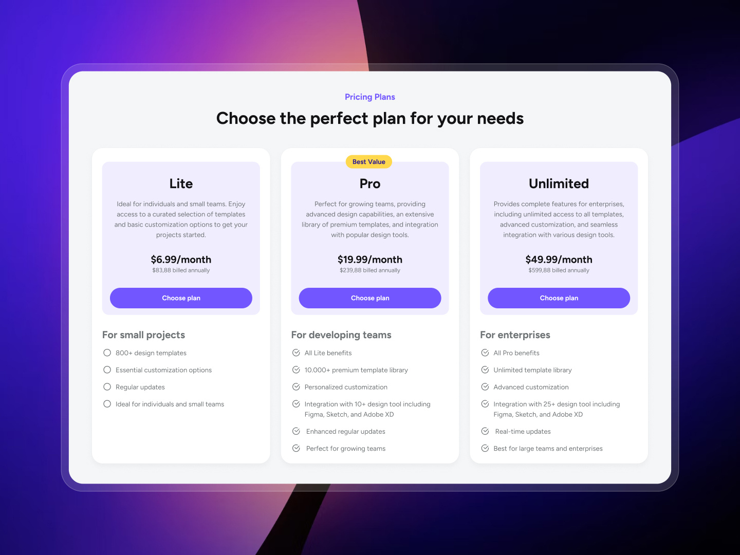 Pricing Plans - Nucleus UI Kit by Taufiq Anshori for Nucleus UI on Dribbble