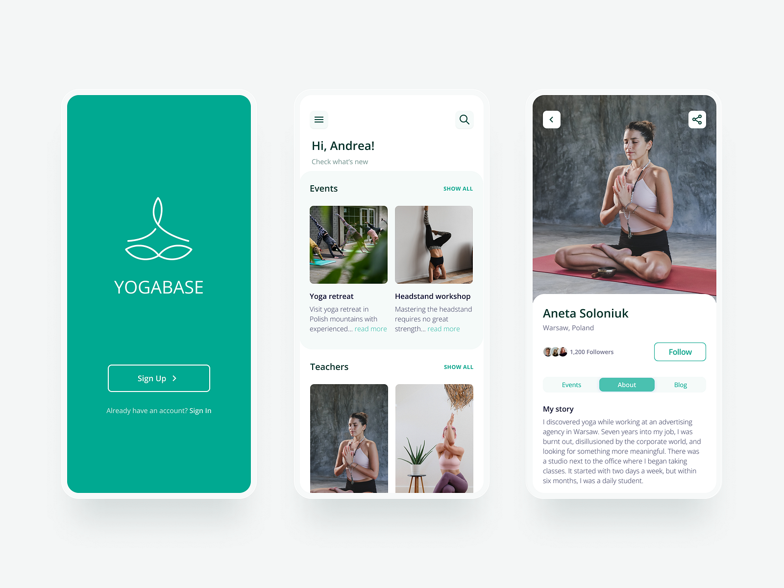 Yoga events | App by Zhanna Dziubiak for Startup House on Dribbble