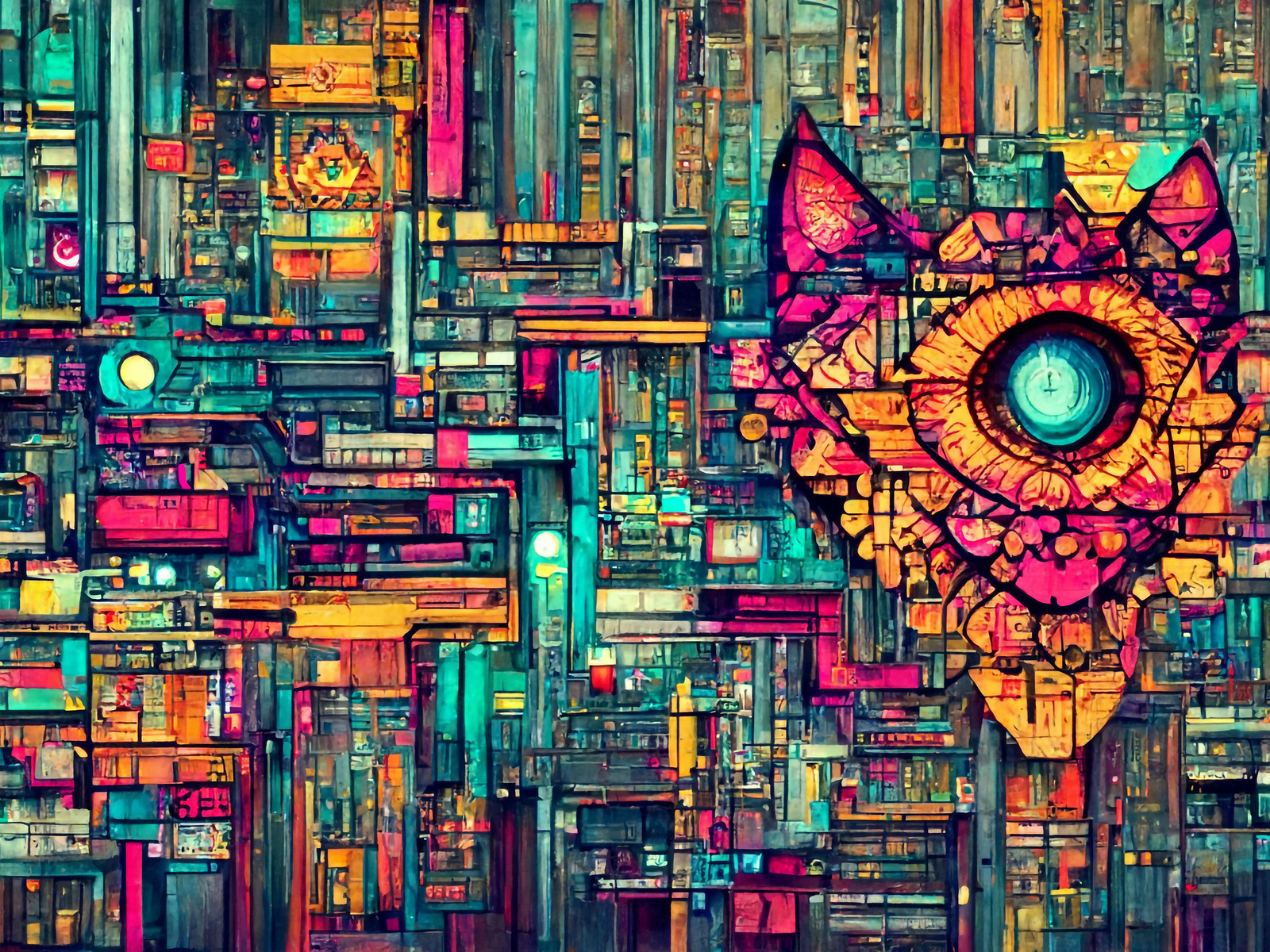 Cyberpunk Line Design with a Cat Element by Coyote Skies on Dribbble