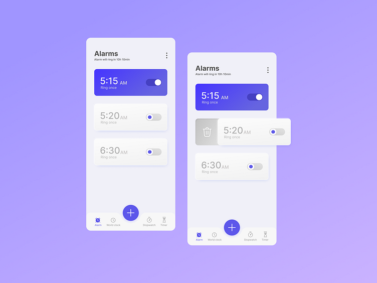 Alarm UI design by MohdShan on Dribbble