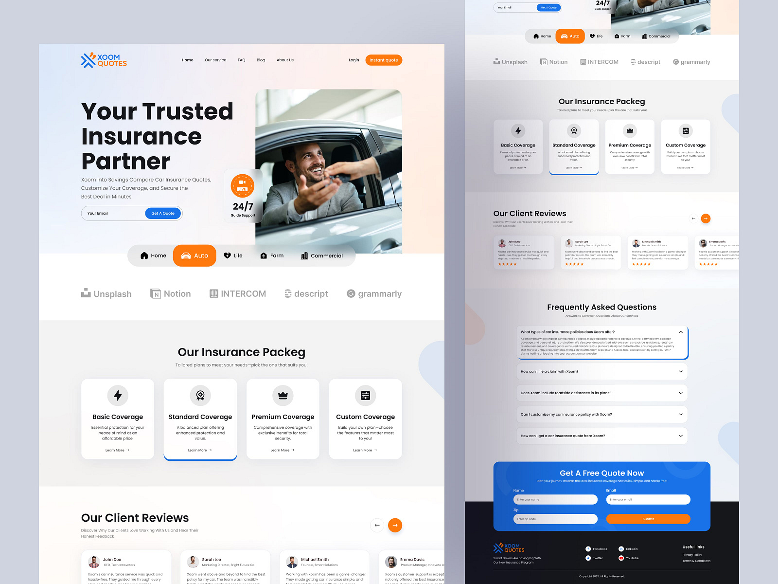 Modern Insurance Website Design | Clean UIUX for Agencies by Tariqul ...