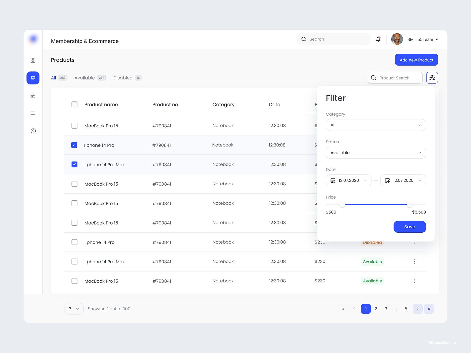 Product List Page by Deepak on Dribbble