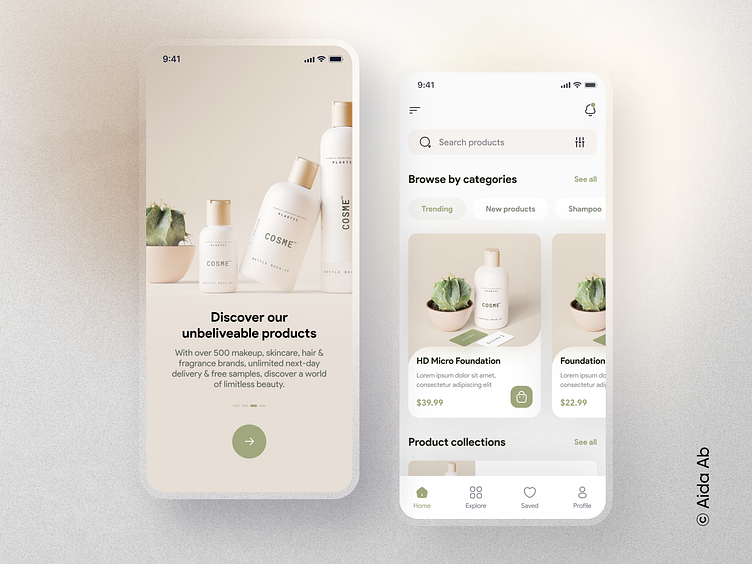 Cosmetic App Mobile App | UI Concept by Aida Abazi on Dribbble