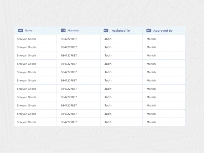 Dynamic Table - User Selection by Krishna Sawlani on Dribbble