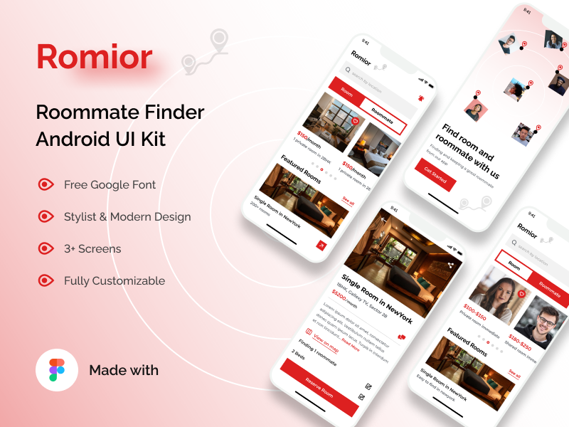 Roommate Finder Android UI Kit by Priyanka Kapadiya on Dribbble