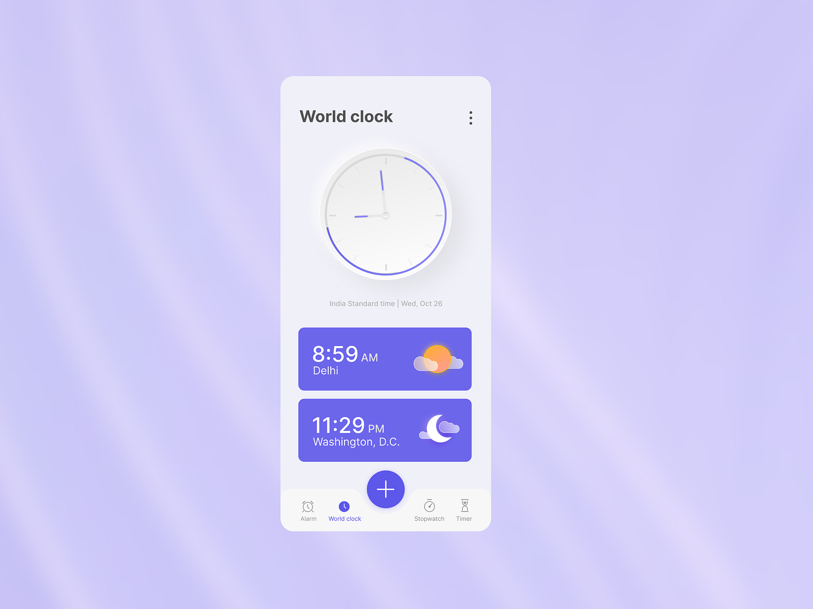 World clock UI by MohdShan on Dribbble