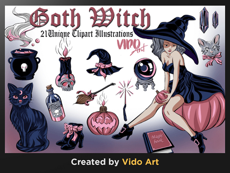 Goth Witch Clipart Bundle by Rumble Design on Dribbble
