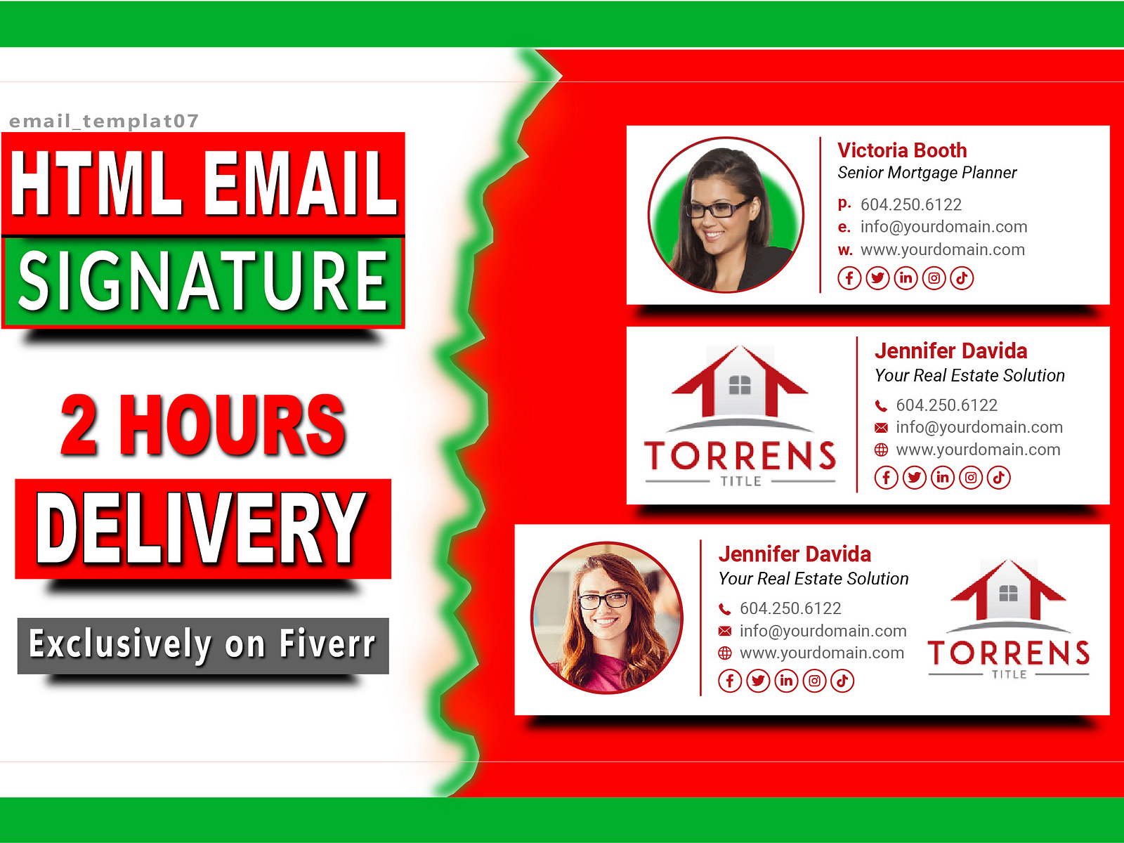 email signature design/HTML email signature/ clickable signature by ...