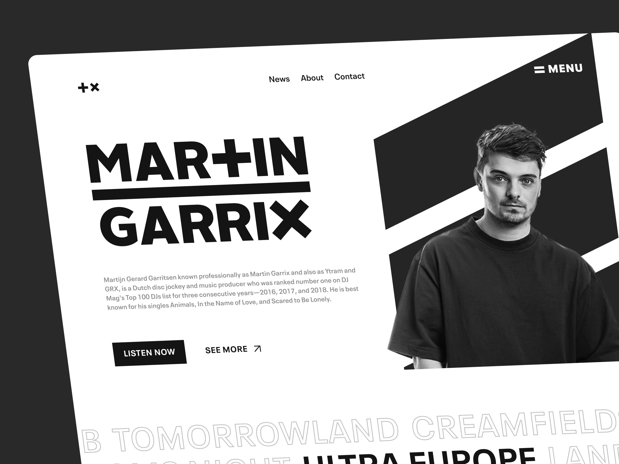Martin Garrix - Landing page by hadi jafari for Bolddreams on Dribbble