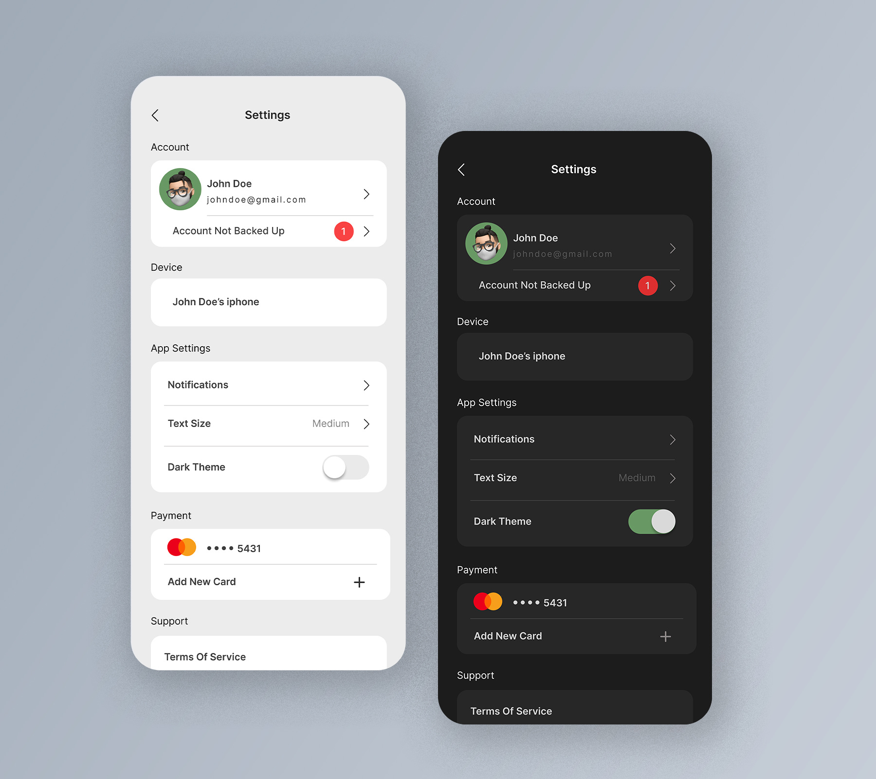 Daily Ui 007:: Settings by Racheal James on Dribbble