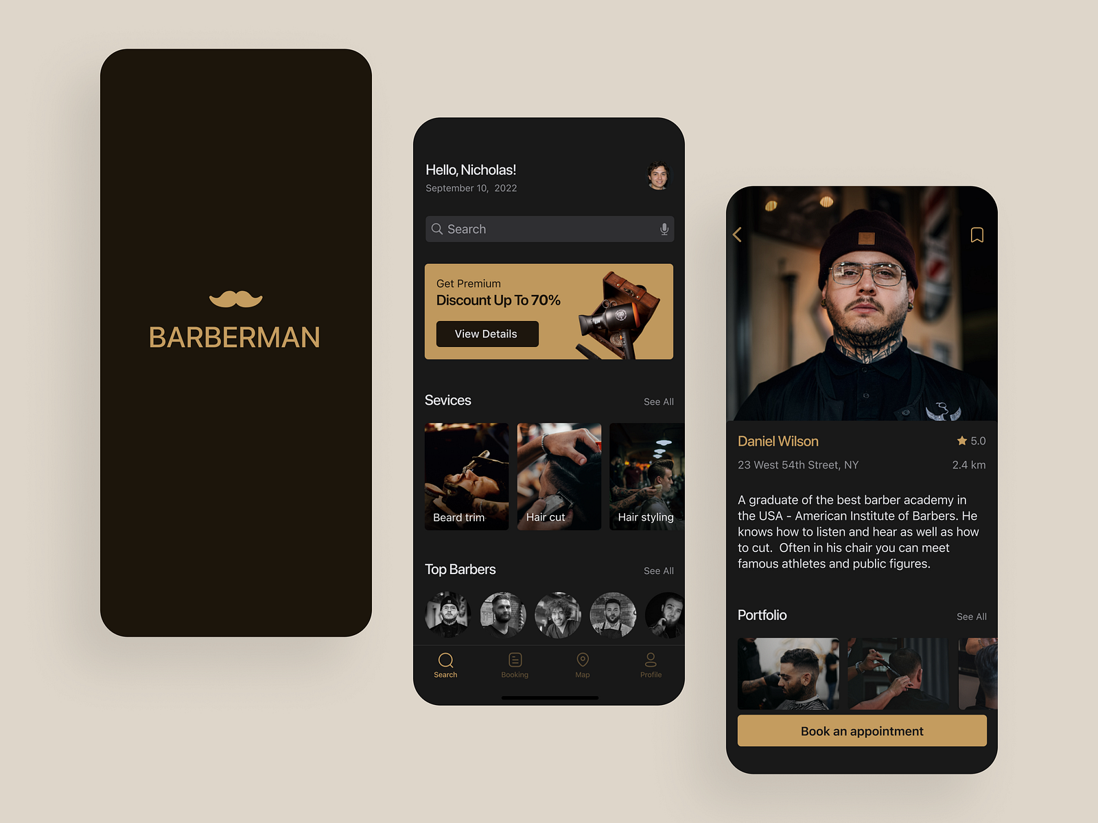 Barbershop App by Anastasiya Web on Dribbble