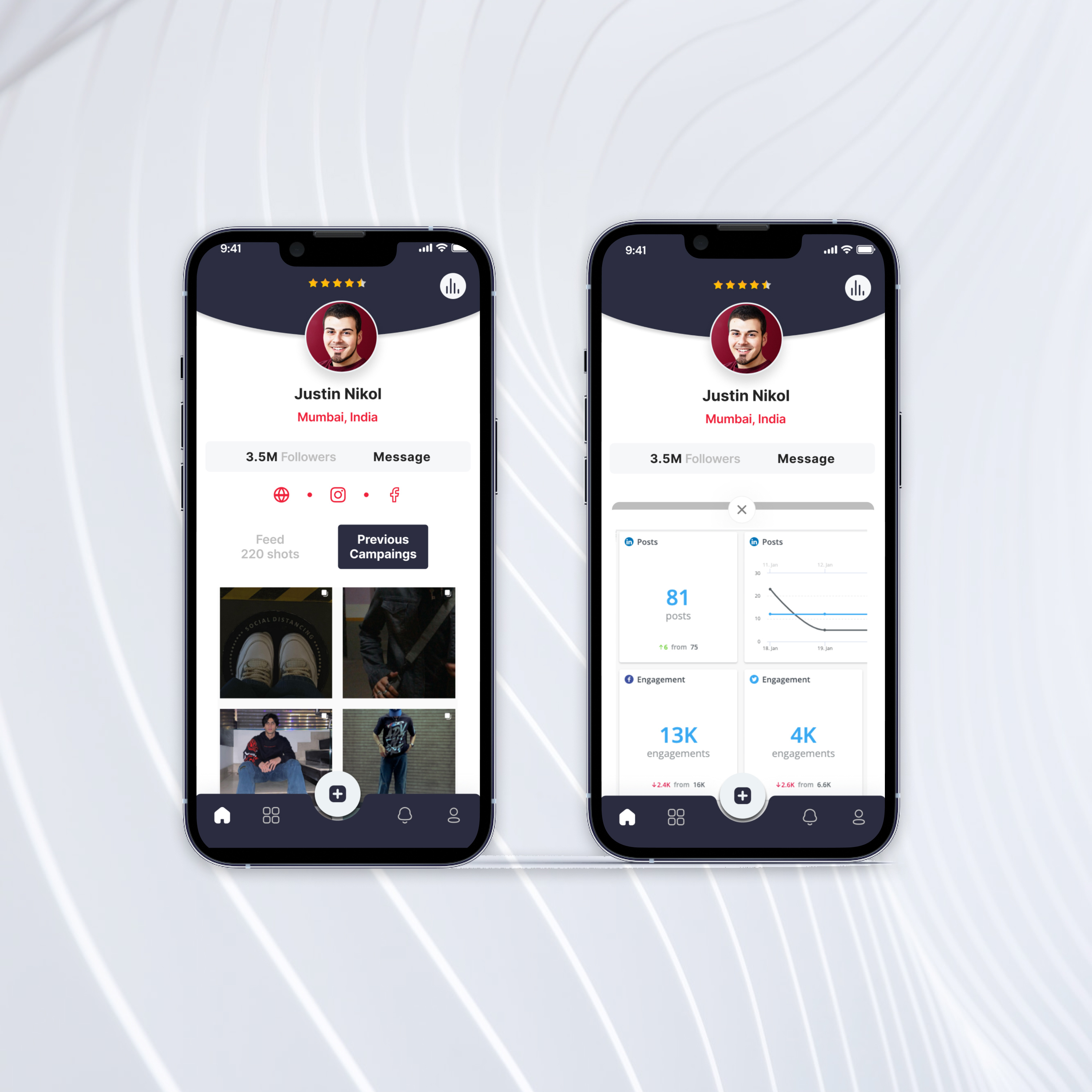 Insight Page (Influence UI design) by Aakash Vinodkumar on Dribbble