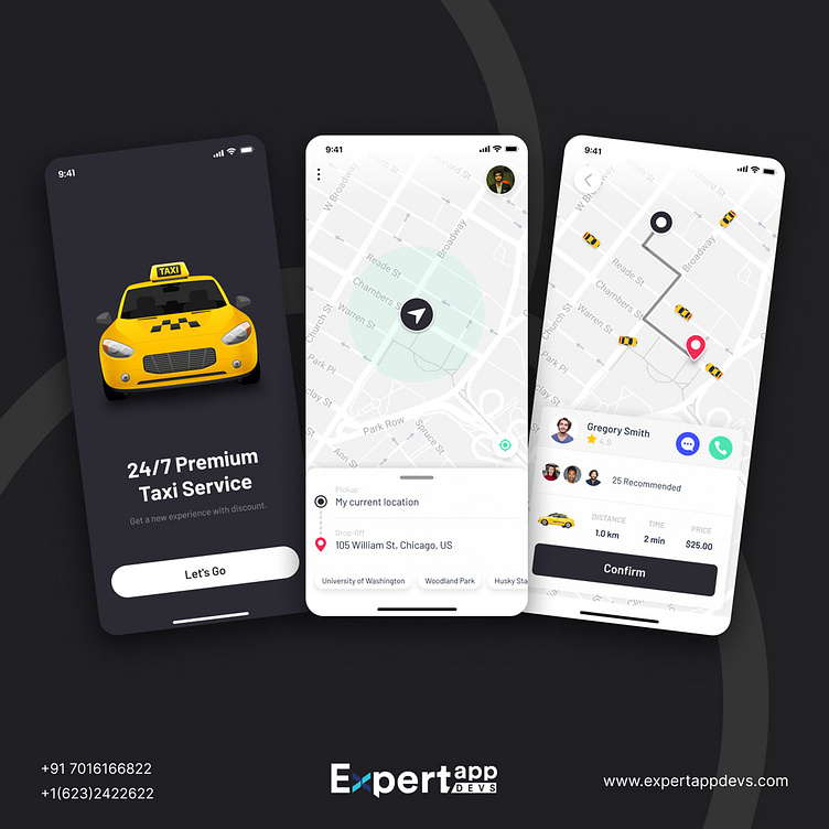 Taxi Booking App UI Design by Expert App Devs on Dribbble